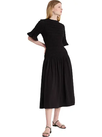 Merlette Maud Tea-length Dress - Black