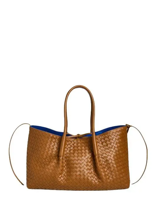 Bottega Veneta Leather & Suede Reversible Tote - 2591 Amber/blue Royal-m B