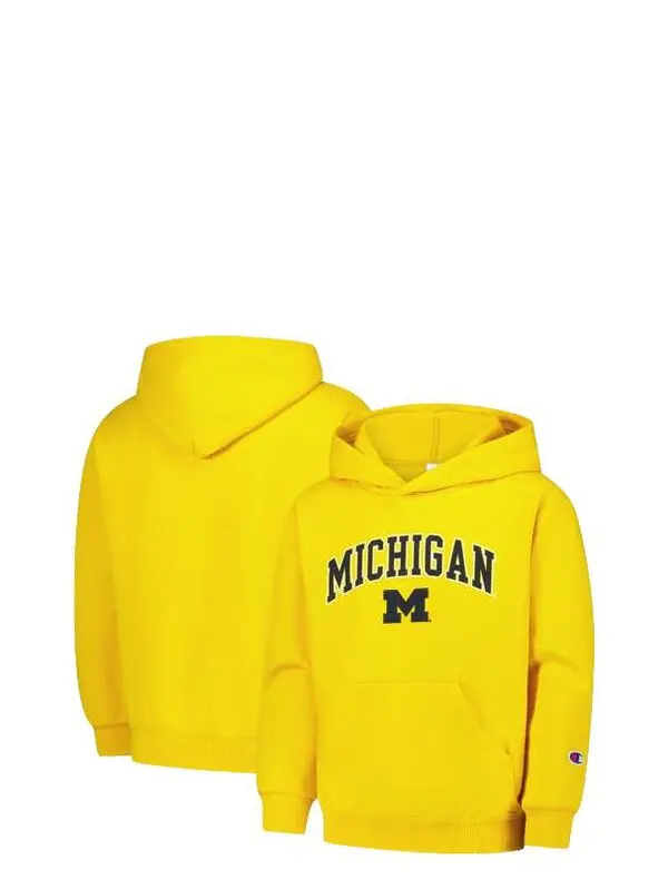 Champion Youth Michigan Wolverines Campus Pullover Hoodie - Maize