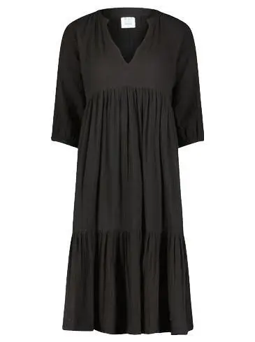 MER ST. BARTH Martine Popover Dress - Black Cotton Gauze