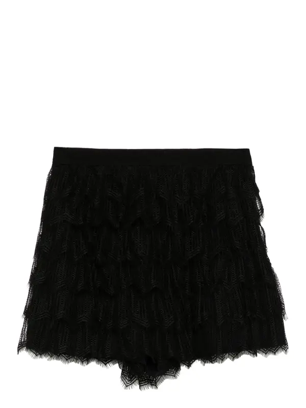 Shiatzy Chen Silk Lace Shorts - Black