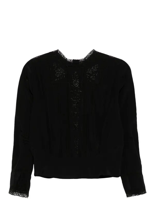 Shiatzy Chen Chiffon-embroidered Top - Black