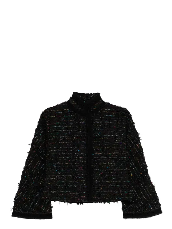 Shiatzy Chen Mandarin Collar Tweed Jacket - Black