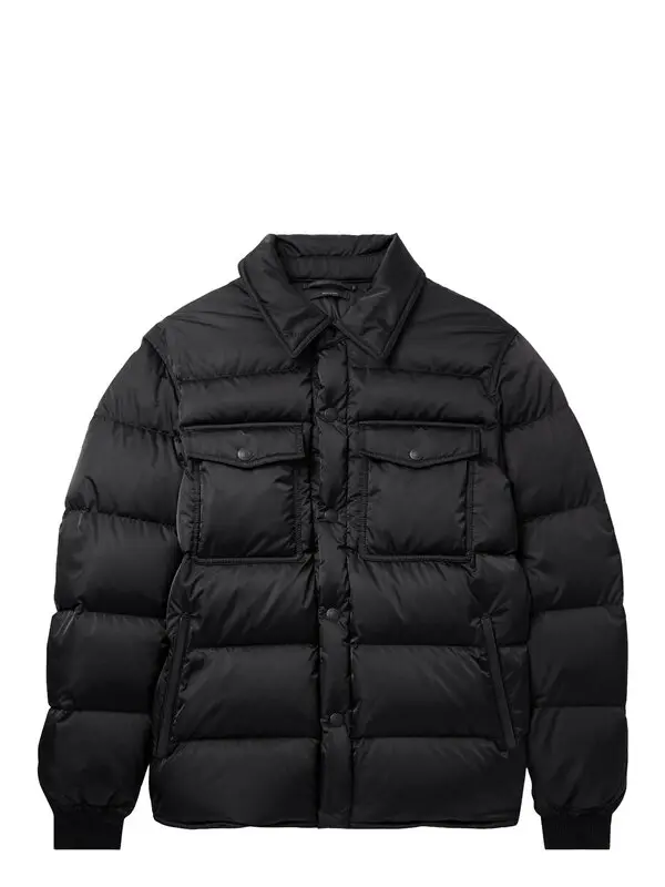 TOM FORD Leather-trimmed Quilted Down Jacket - Black