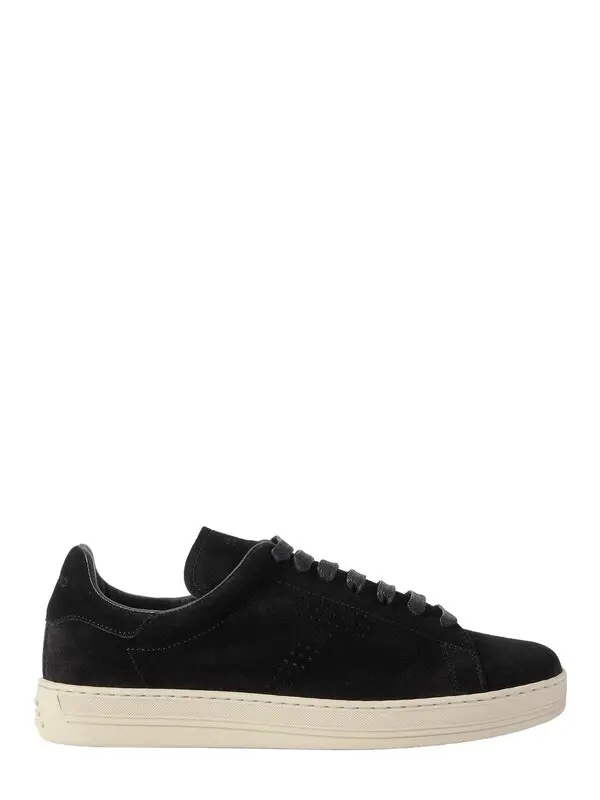 TOM FORD Warwick Perforated Suede Sneakers - Black