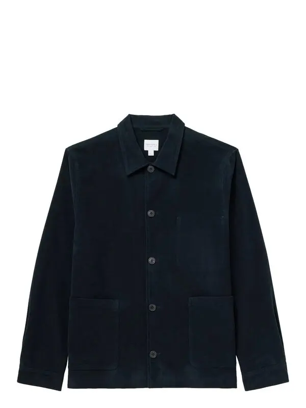 Sunspel Cotton-blend Moleskin Shirt Jacket - Blue
