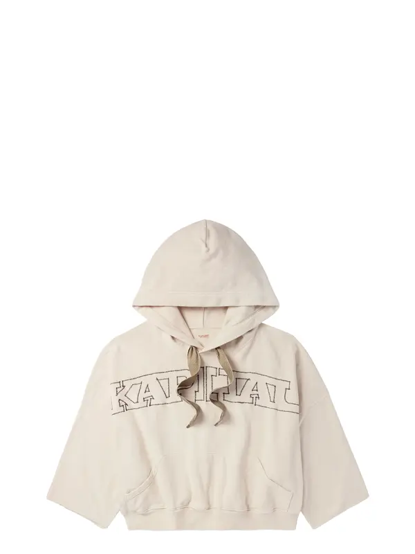 Kapital Logo-embroidered Cotton-jersey Hoodie - Neutrals
