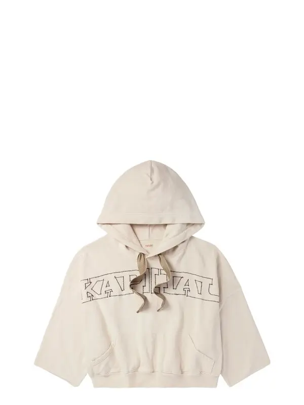 Kapital Logo-embroidered Cotton-jersey Hoodie - Neutrals