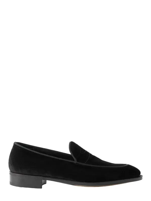 John Lobb Bill Velvet Loafers - Black