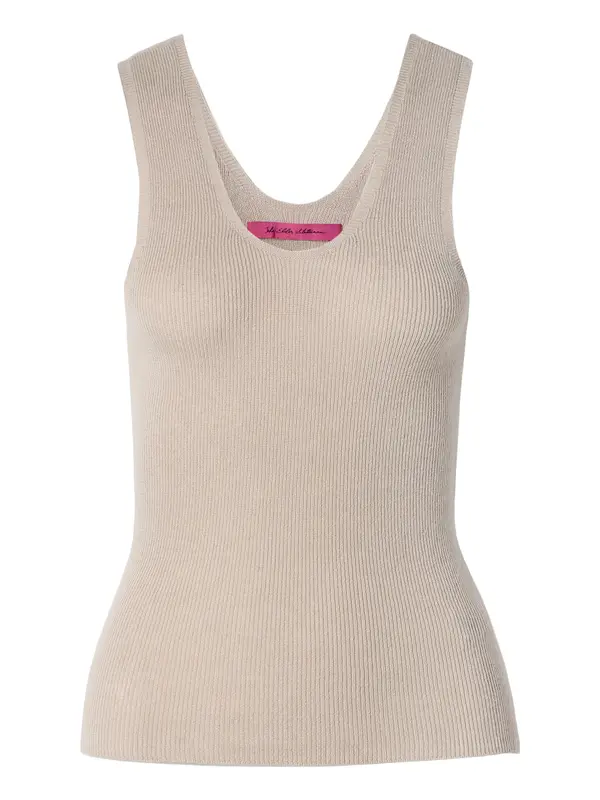 THE ELDER STATESMAN Delicash Ribbed Tank - Neutrals