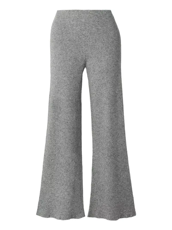 THE ELDER STATESMAN Delicash Ribbed Wide-leg Pants - Gray