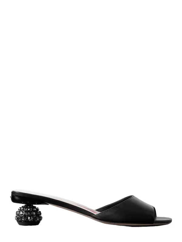 ROGER VIVIER Embellished Leather Mules - Black