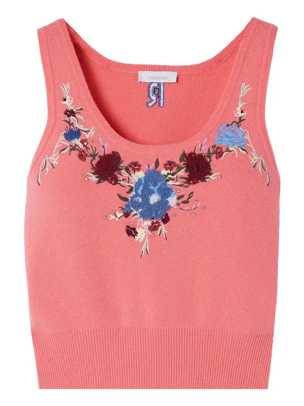 Rabanne Cropped Embroidered Wool And Cashmere-blend Top - Pink