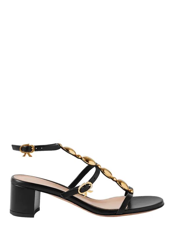 GIANVITO ROSSI Kalinda 55 Embellished Leather Sandals - Black