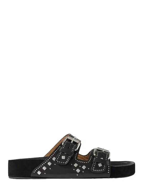 Isabel Marant Lennyo Studded Leather Slides - Black