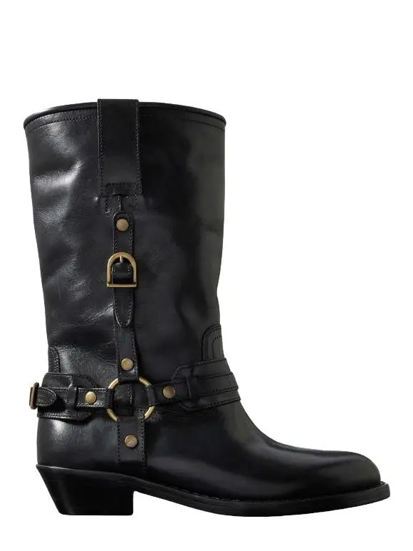Isabel Marant Heiko Buckled Leather Boots - Black