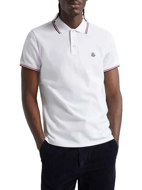 Moncler Tipped Cotton Piqué Polo - White