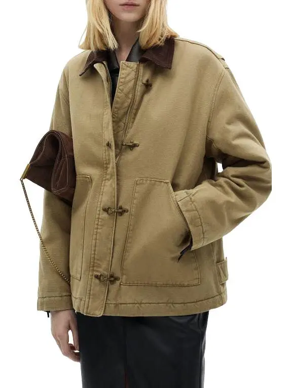 Mango Hannah Cotton Chore Coat - Beige - Khaki