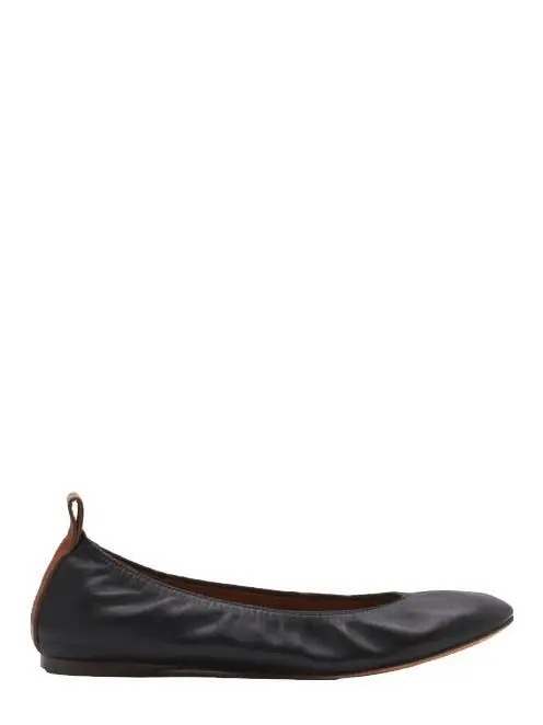 LANVIN Leather Ballerina Flats - Black