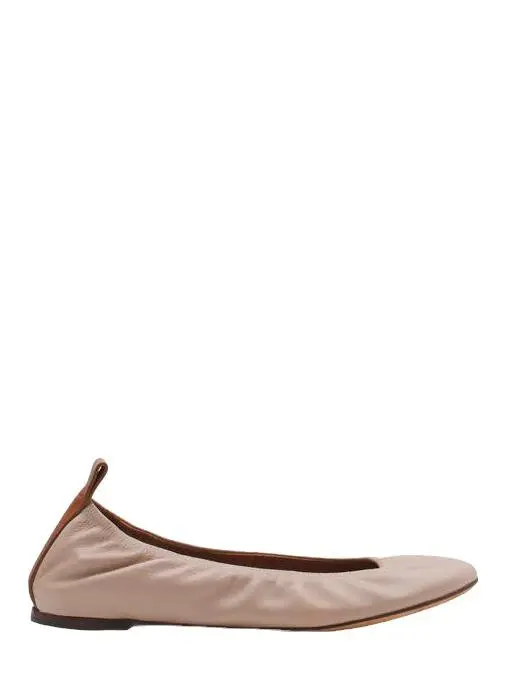 LANVIN Leather Ballerina Flats - Dark Beige