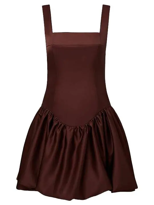 WeWoreWhat Bubble Skirt Corset Mini Dress - Chocolate