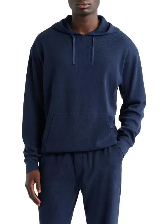 Nordstrom Cotton Blend Thermal Hoodie - Navy Still