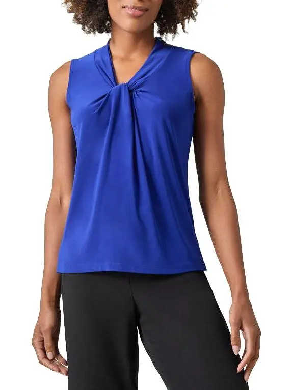 KASPER Sleeveless Knot Front Top - Royal Signature