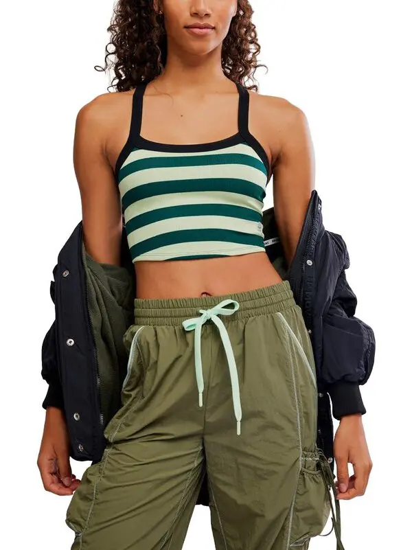 Free People All Clear Stripe Camisole - Evergreen Combo