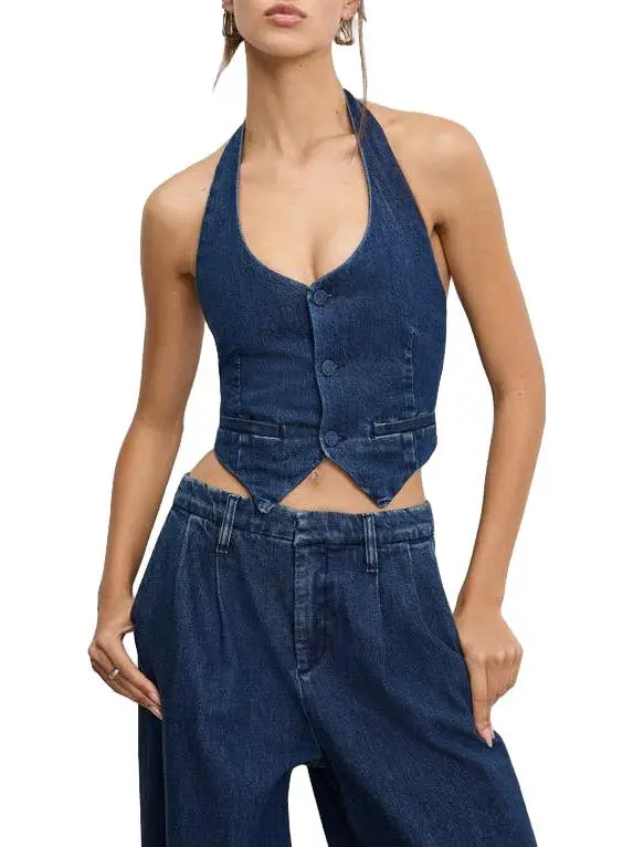 Good American Denim Halter Vest - Indigo724