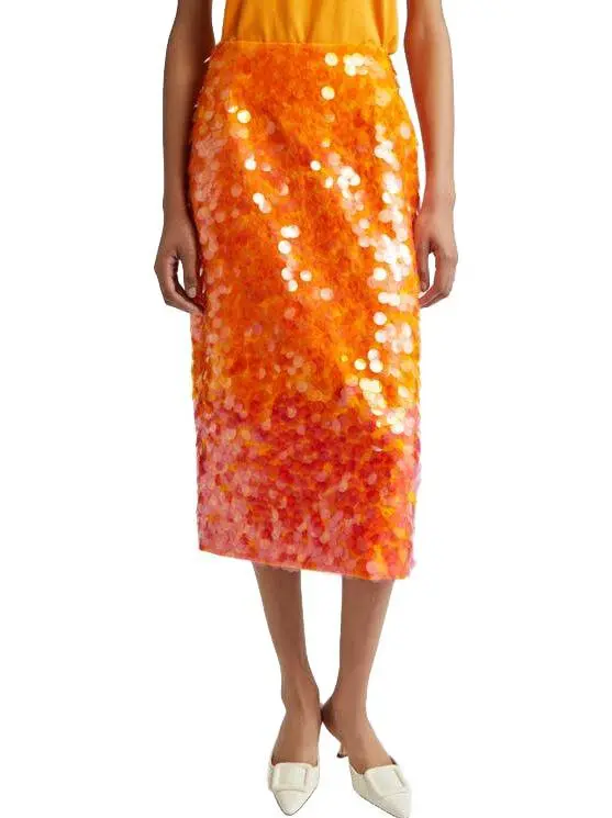 Carolina Herrera Ombré Paillette Skirt - Marigold Multi
