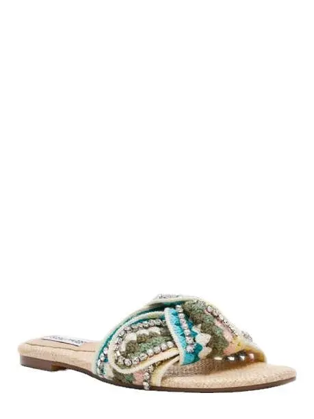 Steve Madden Misha Rhinestone Slide Sandal - Turquoise Multi