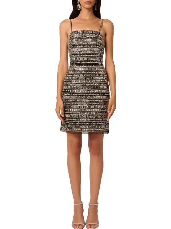 LIV FOSTER Beaded Mini Cocktail Dress - Silver