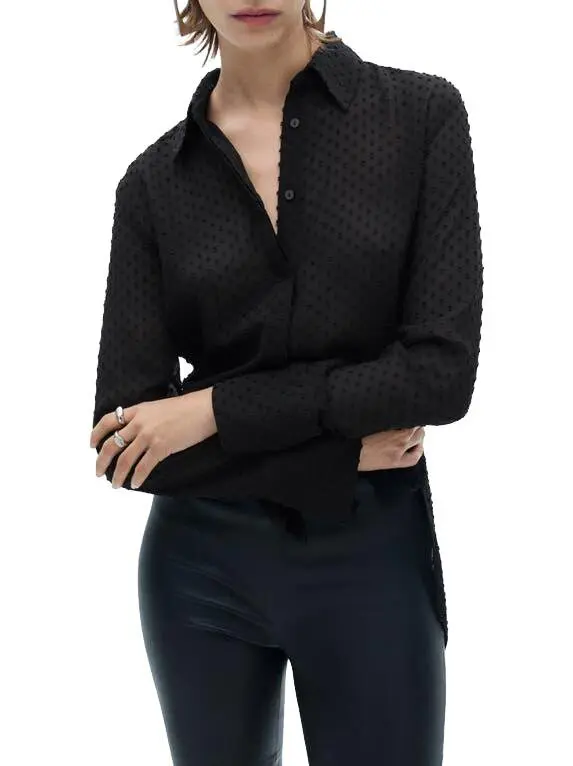 Mango Plumeti Clip Dot Button-up Shirt - Black
