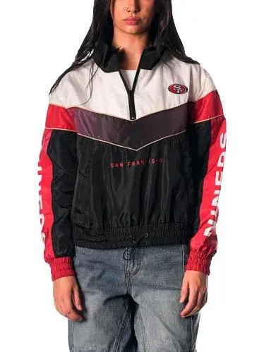 THE WILD COLLECTIVE San Francisco 49ers 1/4 Zip Track Jacket - Black