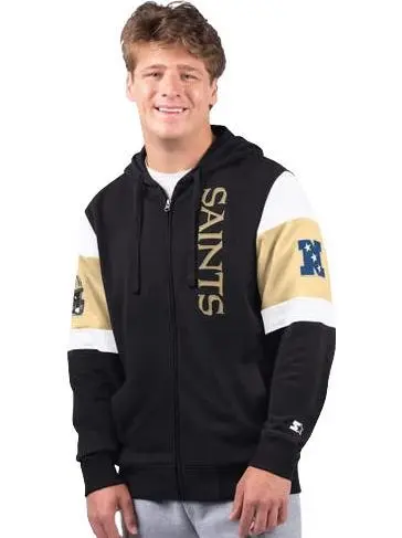 STARTER New Orleans Saints Extreme Full-zip Hoodie - Black
