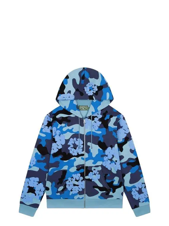 DENIM TEARS The Cotton Wreath Zip Sweatshirt - Blue Camo