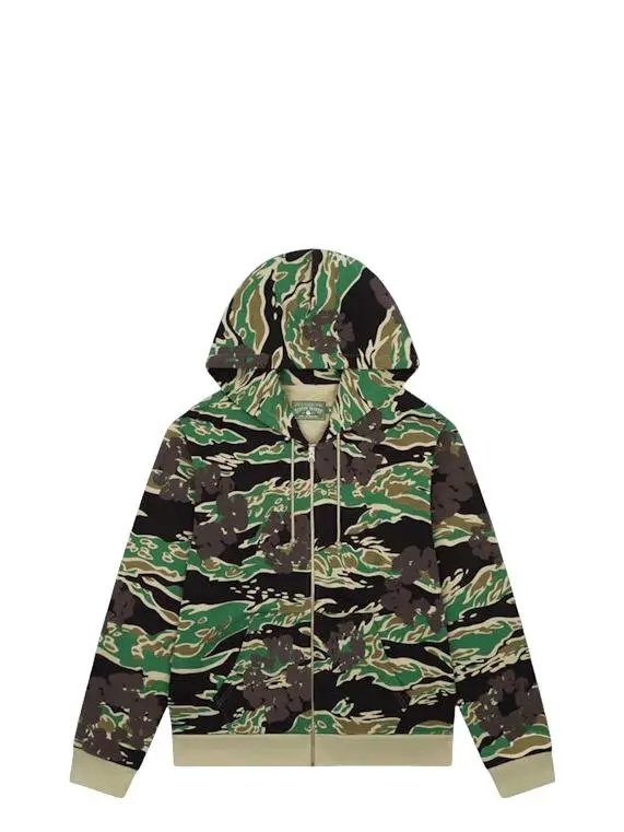 DENIM TEARS Cotton Wreath Zip Sweatshirt - Green Camo