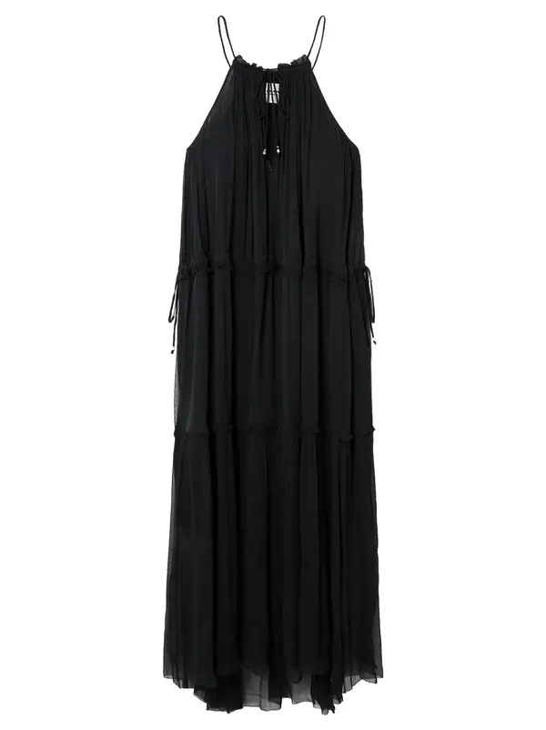 MARANT ETOILE Alita Ruffled Tiered Chiffon Midi Dress - Black