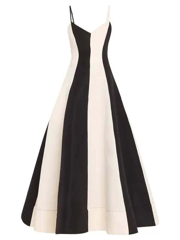Christopher John Rogers Stripe Colorblock Evening Gown - Ivory Multi