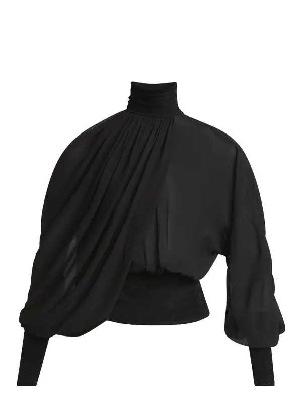 Alaïa Turtleneck Cape Blouse - Noir Alaia