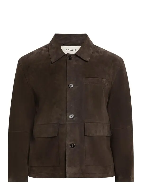 FRAME Suede Chore Coat - Dark Brown