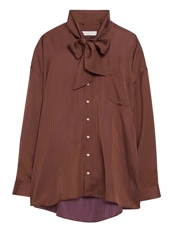 Marie Adam-Leenaerdt Stripe Lavalliere Shirt - Brownpurple