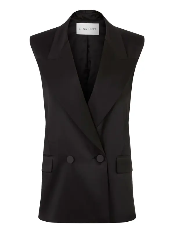 Nina Ricci Double-breasted Satin Blazer - Black