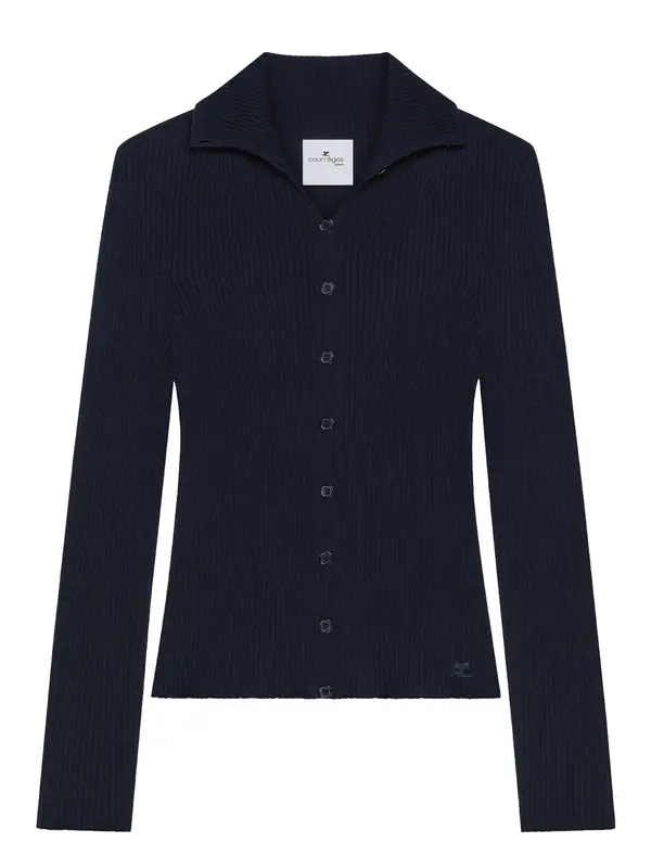 COURREGES Fine-ribbed Cardigan - Blue