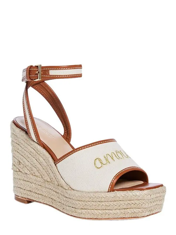 Cinq À Sept Jesse Canvas Espadrille Wedge Sandals - Natural/cognac