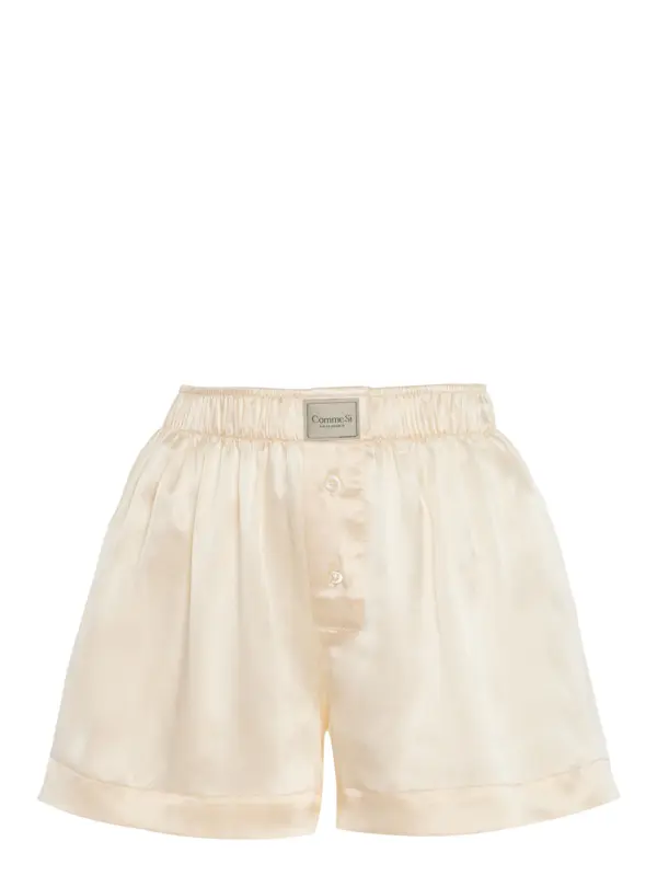 Comme Si Classica Silk Charmeuse Boxer Shorts - Ivory