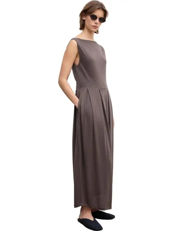 HOUSE OF DAGMAR Square Neck Ankle-length Dress - Sepia
