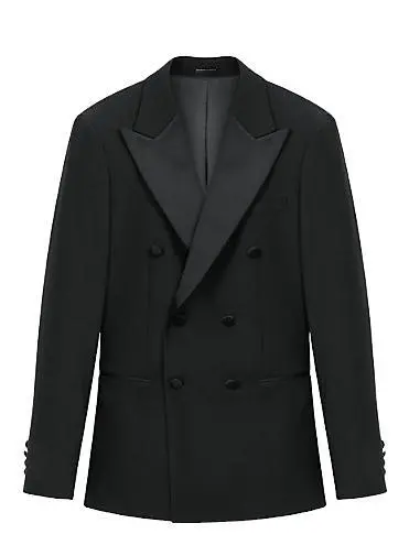 REISS Poker Double-breasted Stretch Wool-blend Jacket - Black