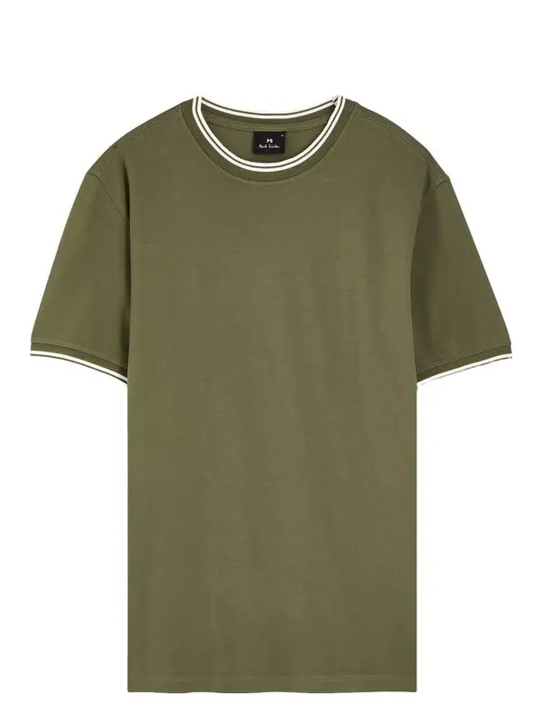 Paul Smith Stripe-trimmed Piqué Cotton T-shirt - Green