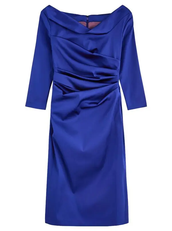 Talbot Runhof Gathered Satin Dress - Blue